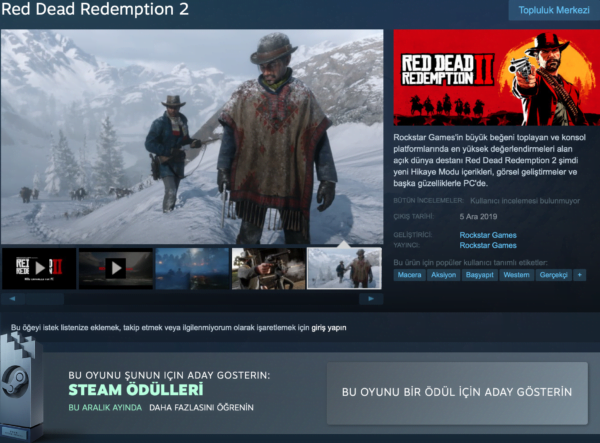 Red Dead Redemption 2 Steam sürümü ile karşımızda - Donanım Günlüğü